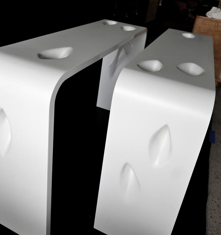 Italian Modern White Matte and Gloss Lacquer Console Pair, L'Opere e i ...