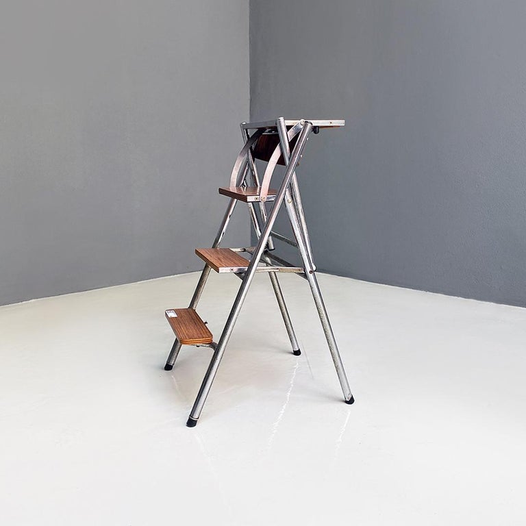 Italian Modern Wood Effect Laminate and Steel Chair Convertible into ...