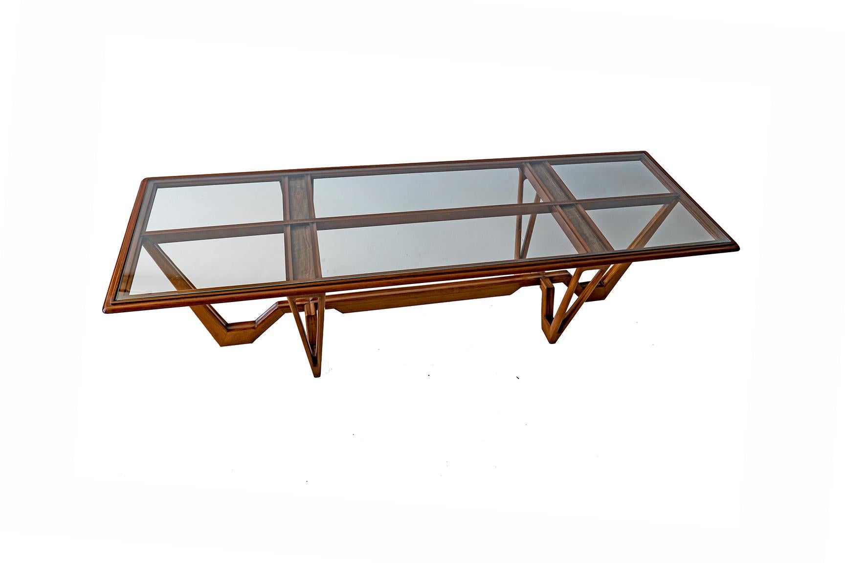 Italian Modern Wood and Glass Coffee Table, Ico Parisi For Sale at 1stDibs