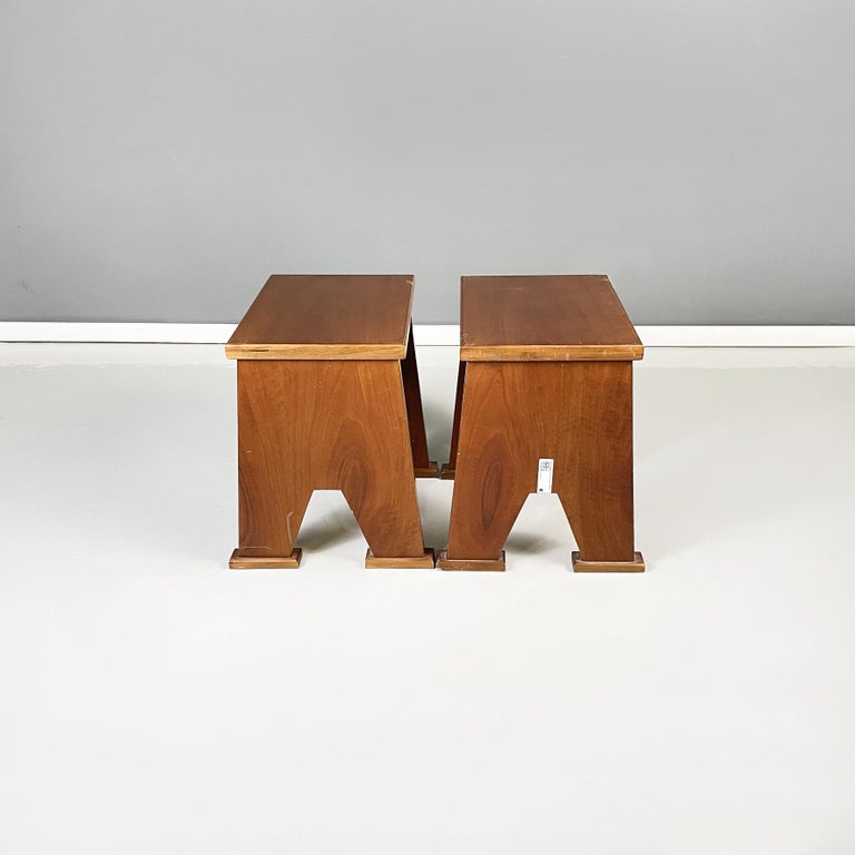 Italian Modern Wooden Rectangular Stools in Art Deco Style, 1970s For ...