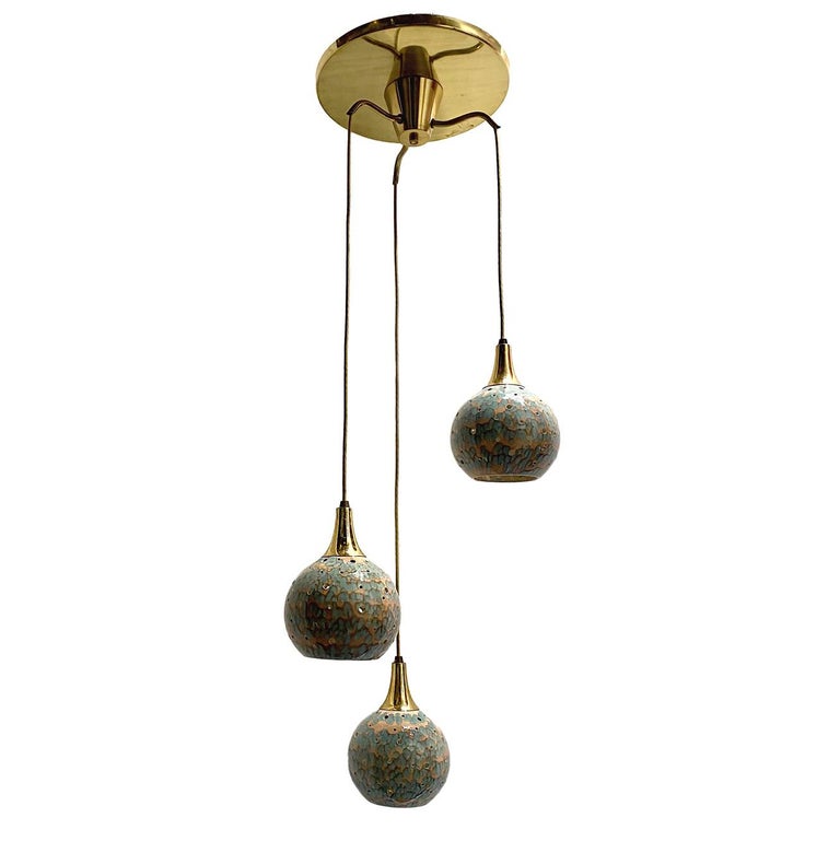 Italian Moderne Three-Pendant Light Fixture For Sale at 1stDibs
