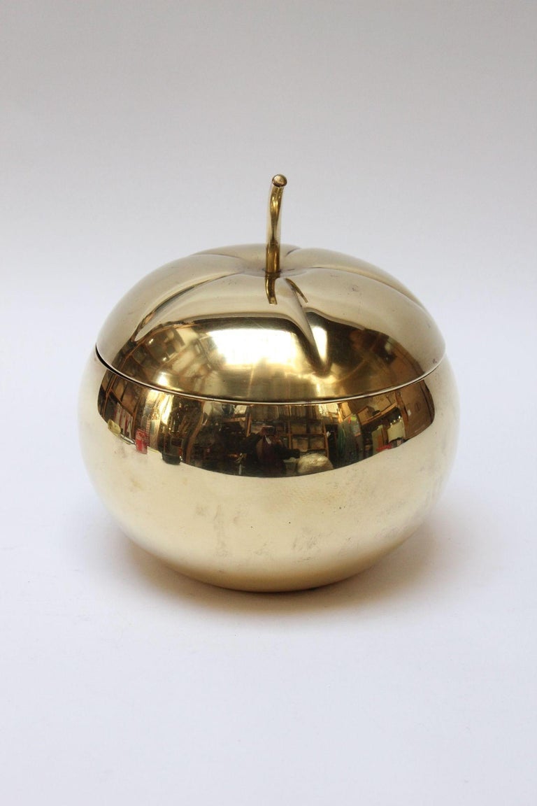 Italian Modernist Brass "Pumpkin" Ice Bucket For Sale at 1stDibs