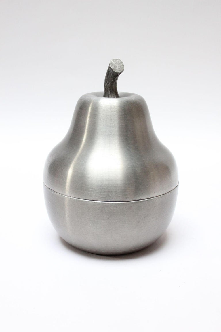 Italian Modernist Brushed Aluminum "Pear" Ice Bucket For Sale at 1stDibs