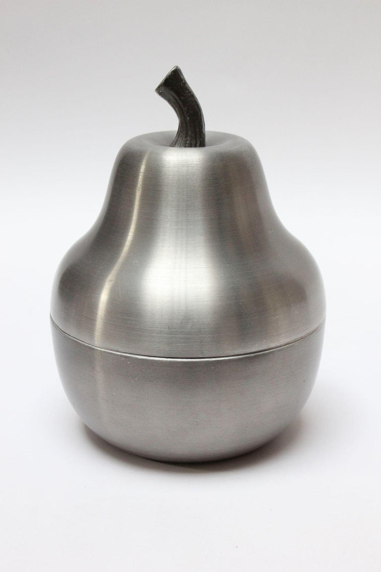 Italian Modernist Brushed Aluminum "Pear" Ice Bucket For Sale at 1stDibs