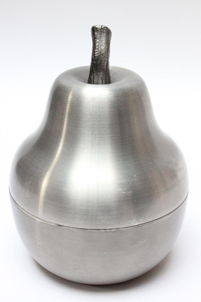 Italian Modernist Brushed Aluminum "Pear" Ice Bucket For Sale at 1stDibs