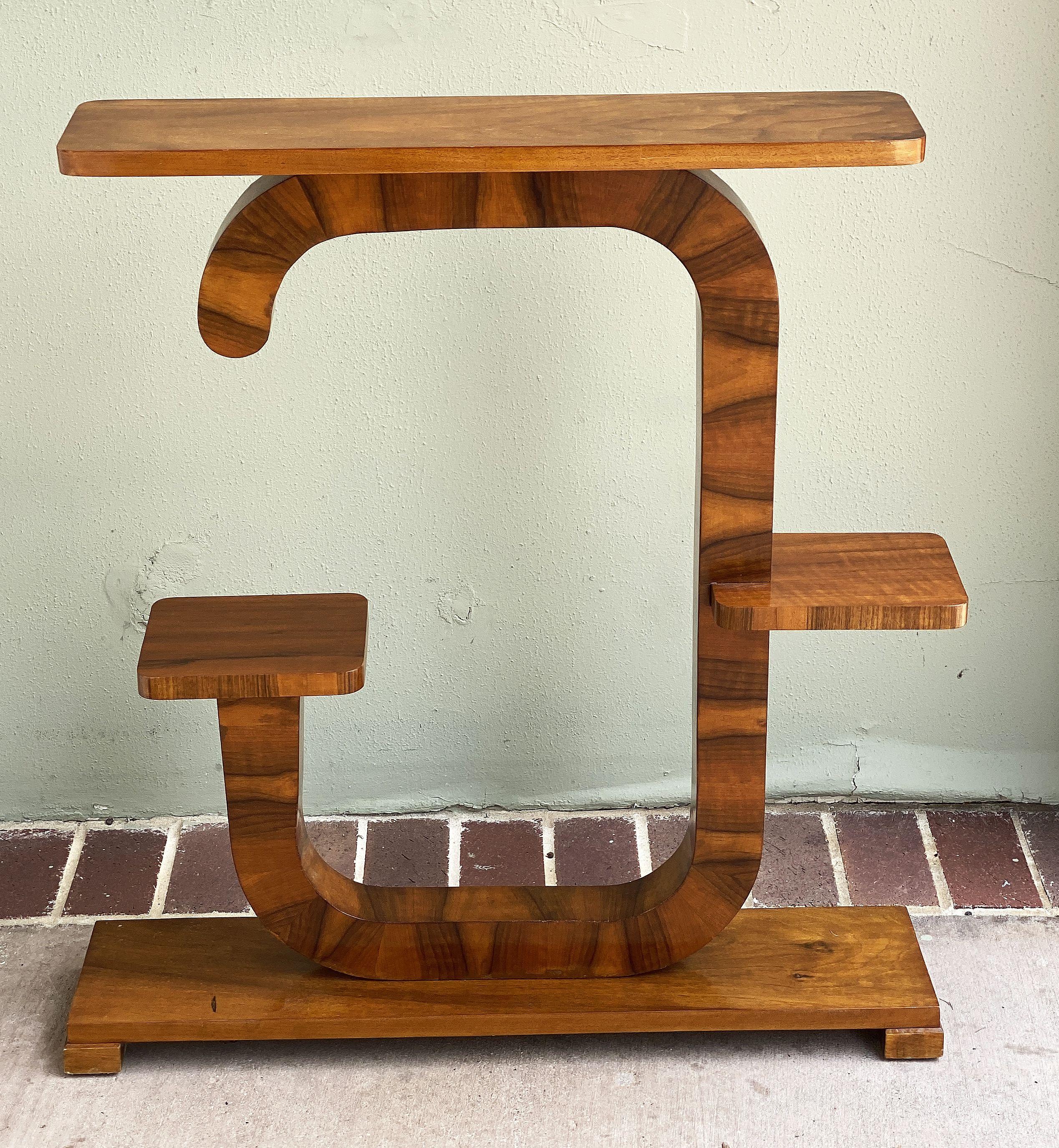 Italian Modernist Console Plant Stand or Etagere Shelves of Walnut For ...