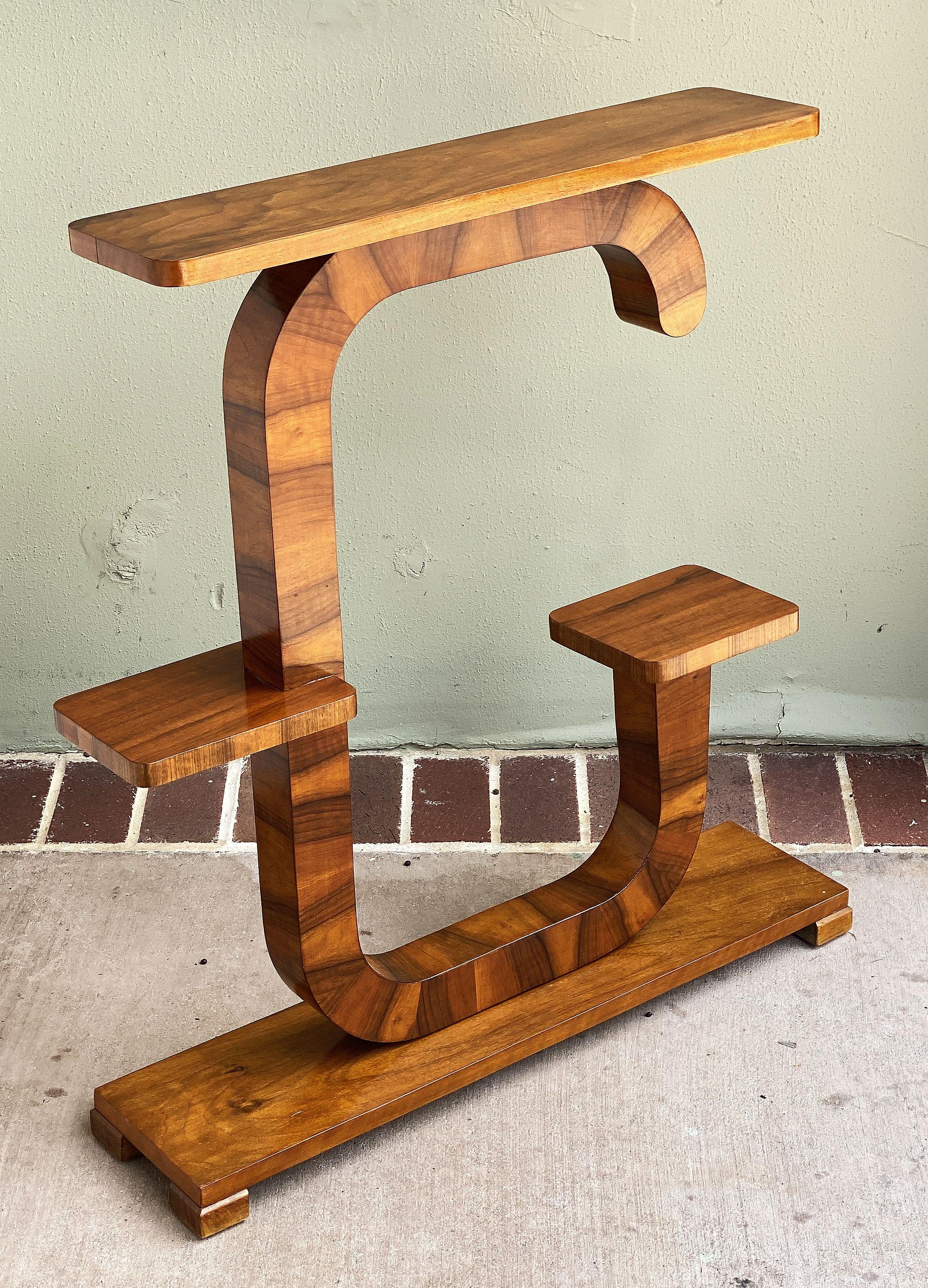 Italian Modernist Console Plant Stand or Etagere Shelves of Walnut For ...