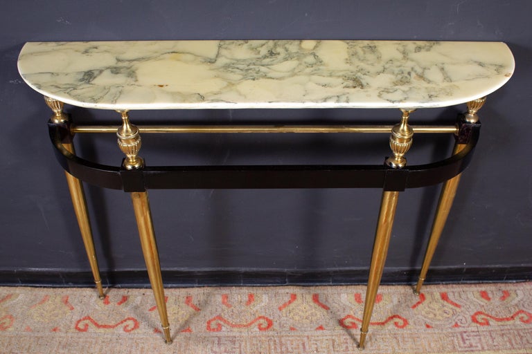 Italian Modernist Midcentury Oval Shaped Gilt Bronze Console Table For ...