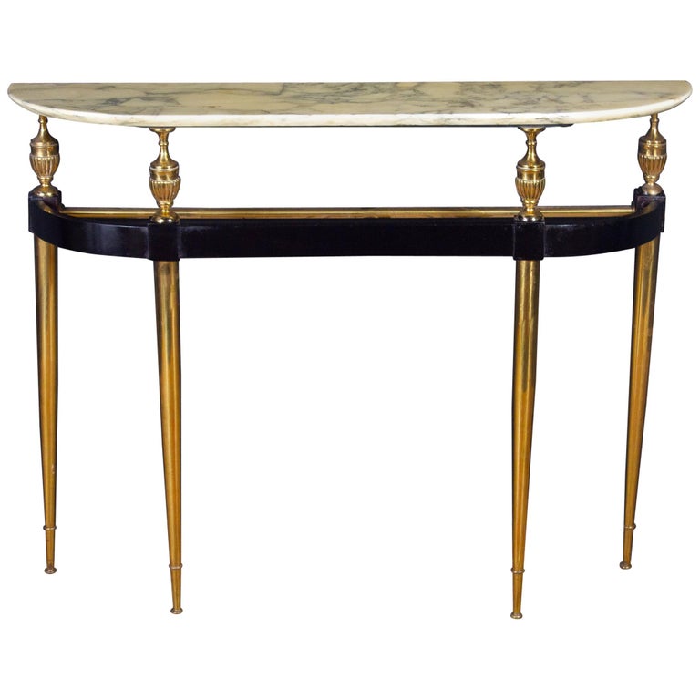 Italian Modernist Midcentury Oval Shaped Gilt Bronze Console Table For ...