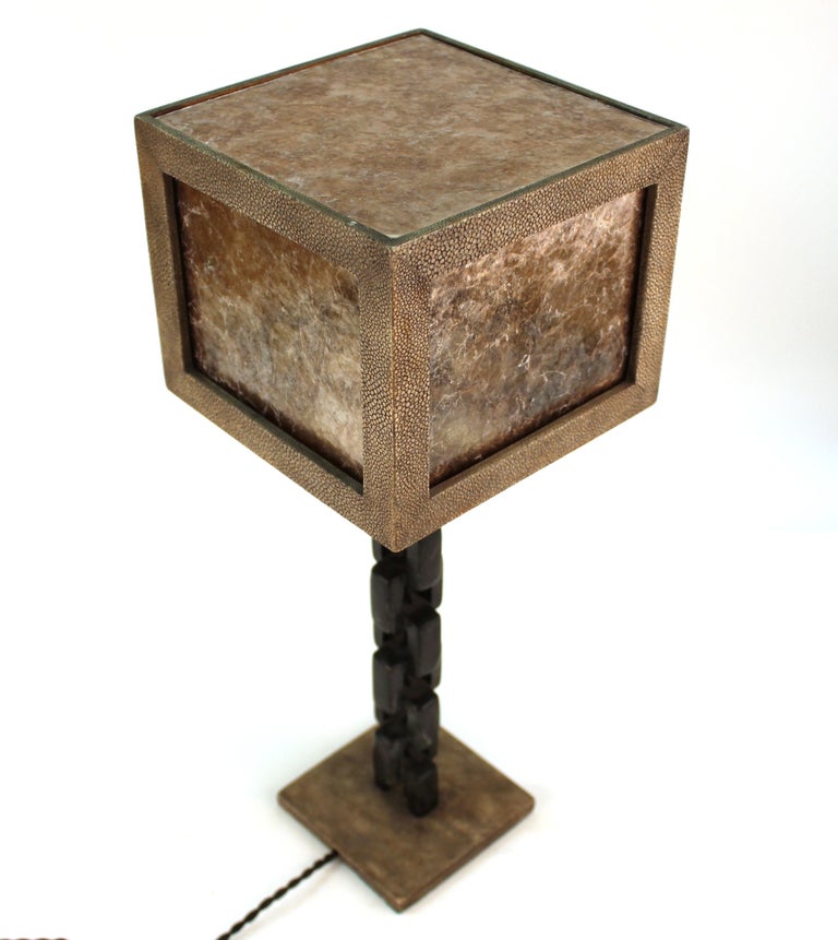 Italian Modernist Shagreen Table Lamp with Chain Link Leg For Sale at ...