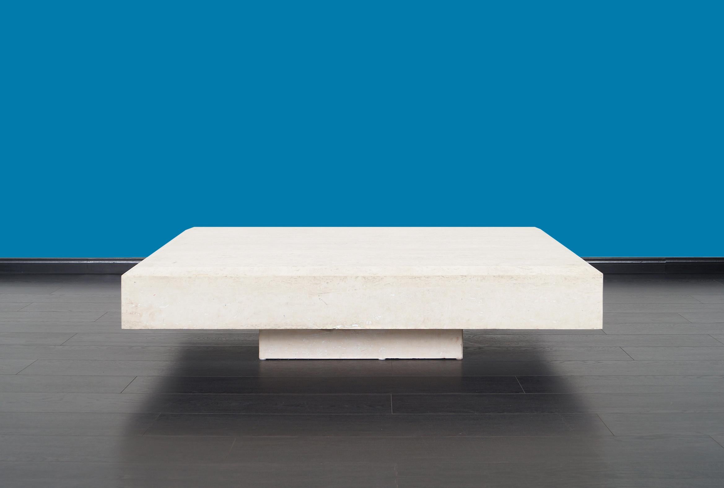 Italian Modernist Travertine Coffee Table at 1stDibs
