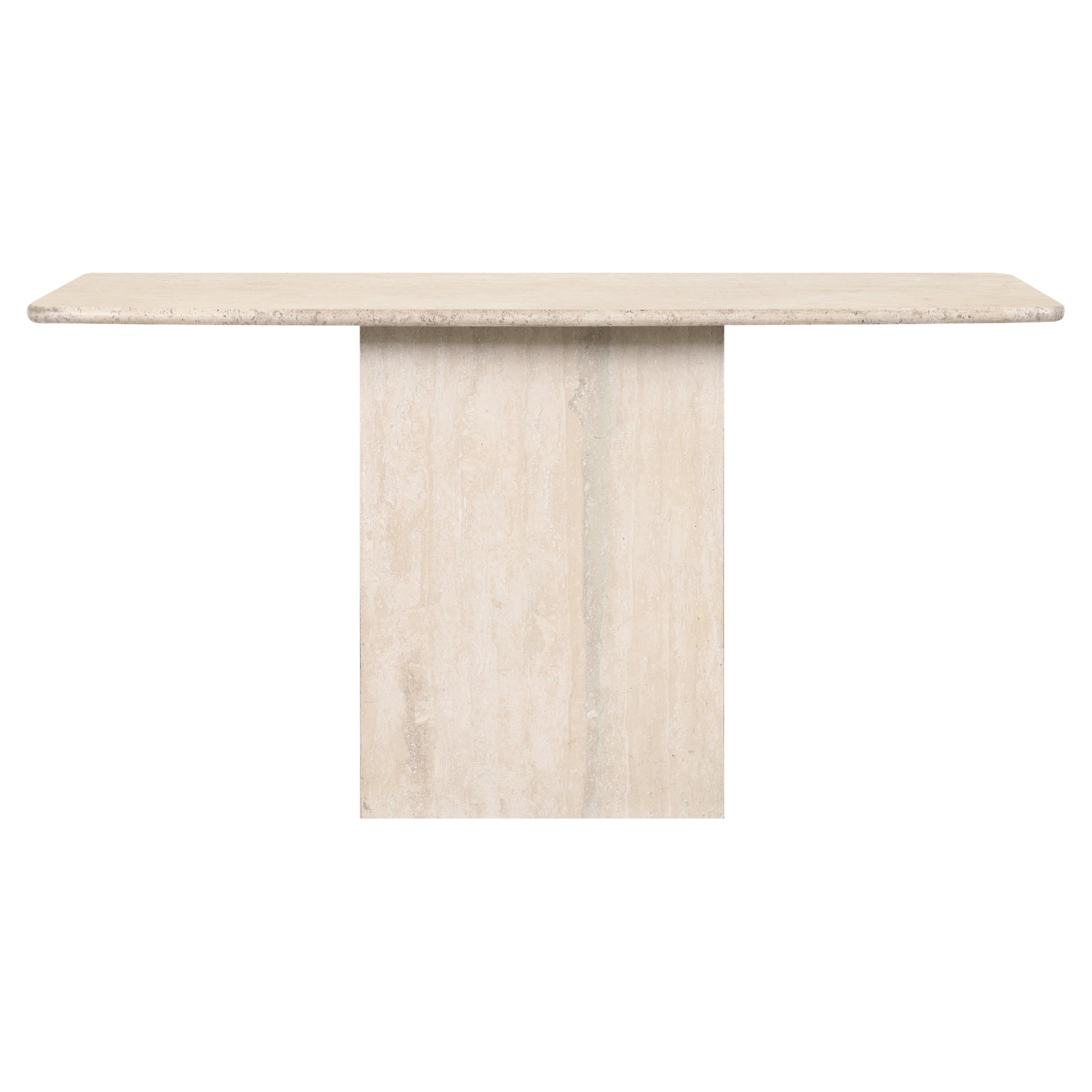 Italian Modernist Travertine Console Table by Stone International For Sale at 1stDibs