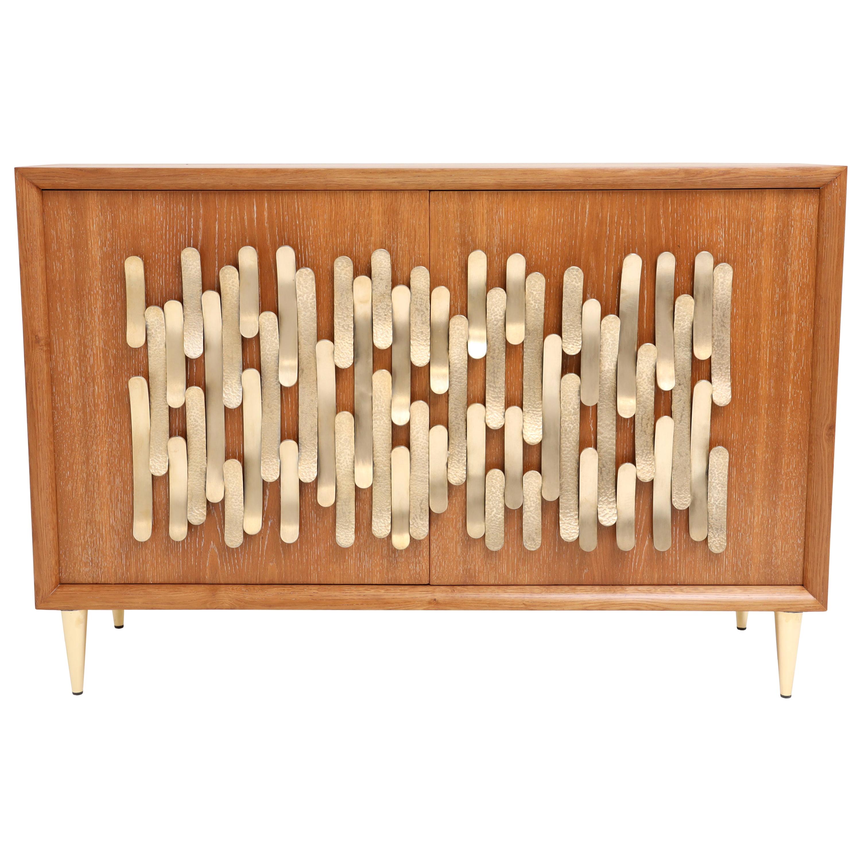 Brass-Clad Midcentury Two-Door Cabinet at 1stDibs