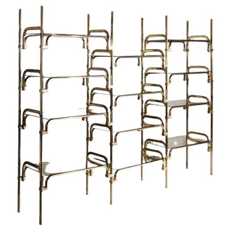 Italian Modular Shelving Unit in Metal and Glass, c.1980s For Sale at ...