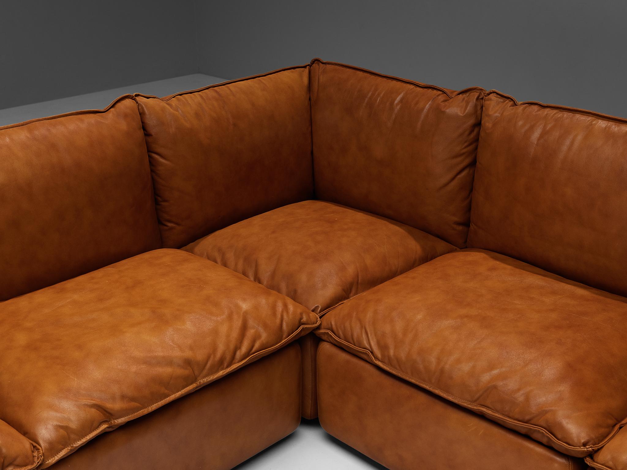 Italian Modular Sofa in Cognac Leather For Sale at 1stDibs | leather ...