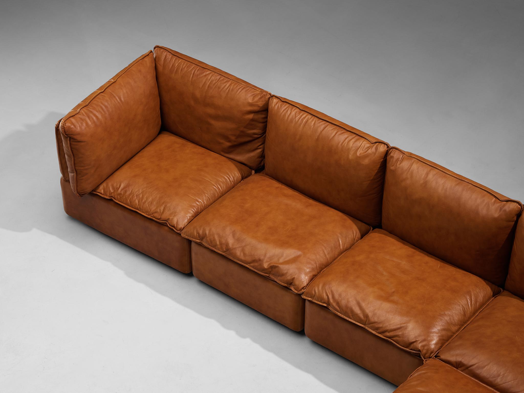 Italian Modular Sofa in Cognac Leather For Sale at 1stDibs | leather ...