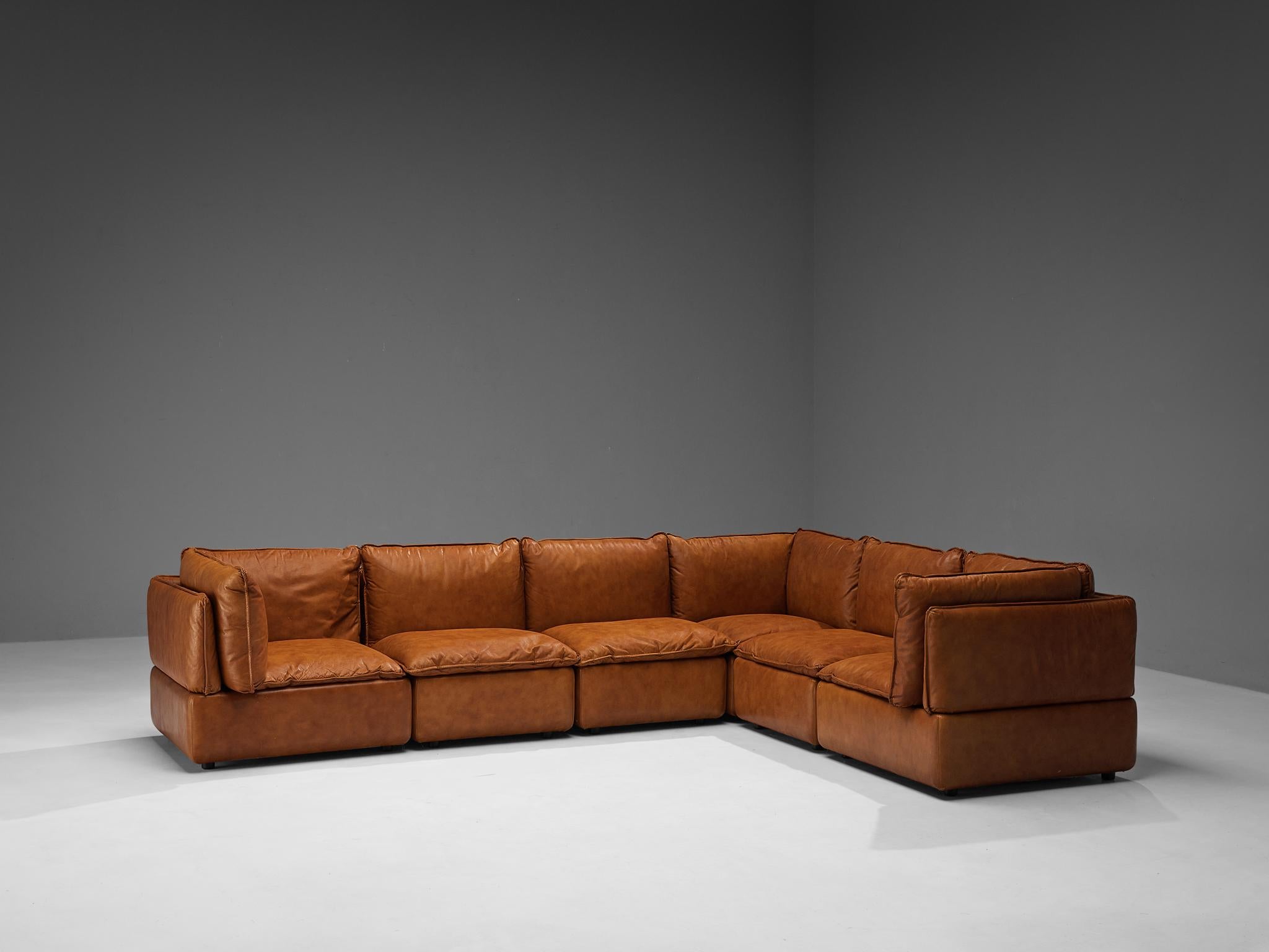 Italian Modular Sofa in Cognac Leather For Sale at 1stDibs | leather ...