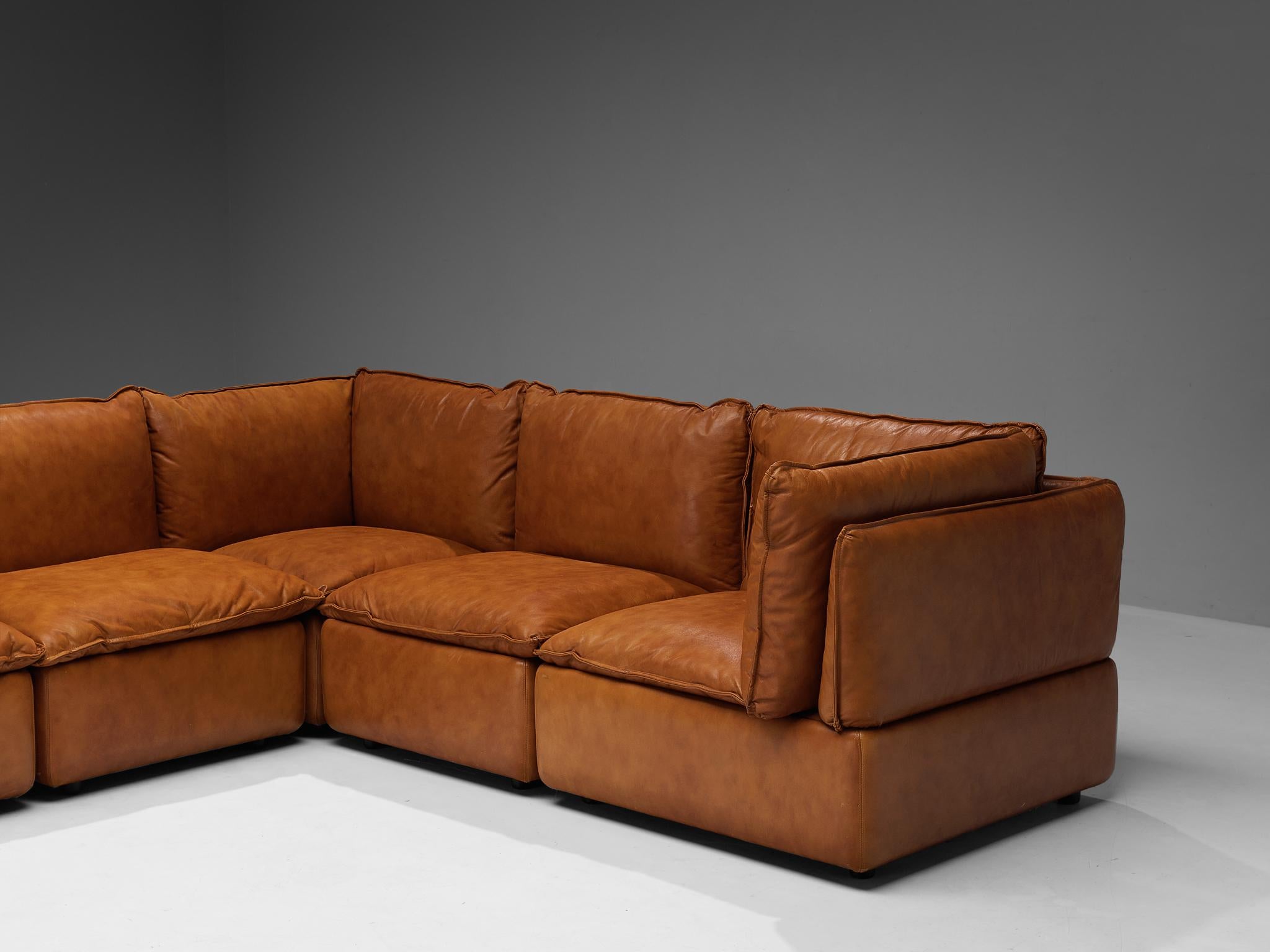 Italian Modular Sofa in Cognac Leather For Sale at 1stDibs | leather ...