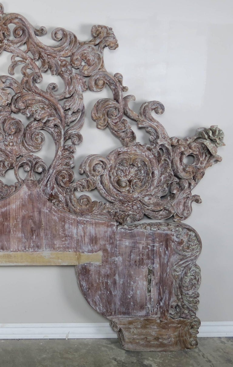 Italian Monumental Rococo Style Carved Wood Headboard at 1stDibs