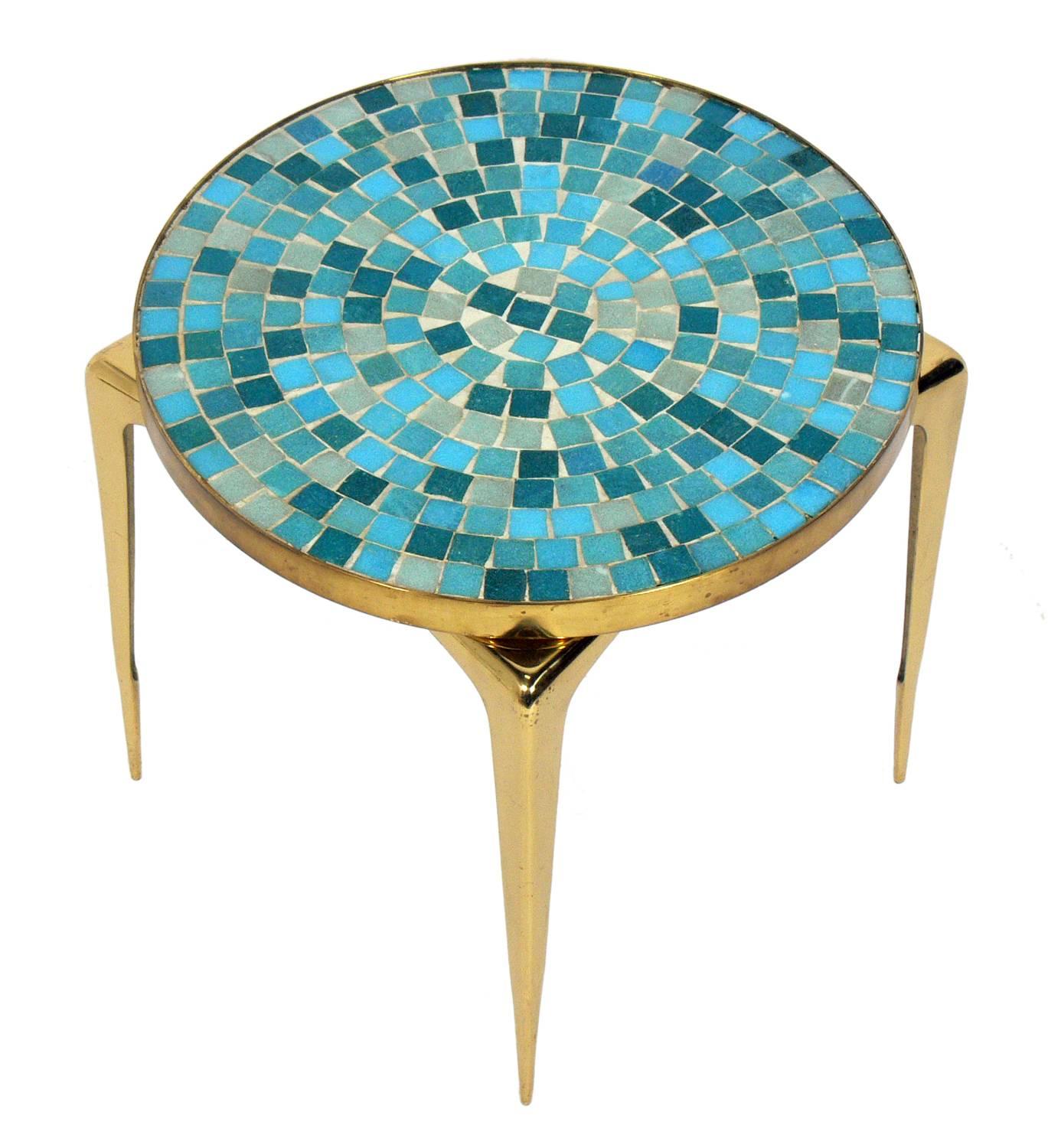 Italian Mosaic Tile and Brass Table at 1stDibs | italian tile table ...