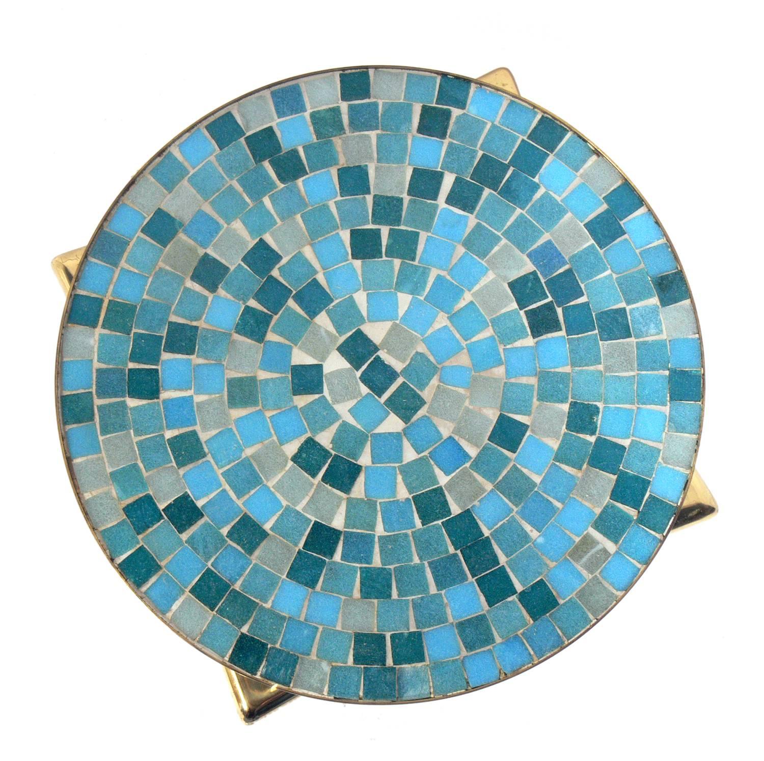 Italian Mosaic Tile and Brass Table at 1stDibs | italian tile table ...