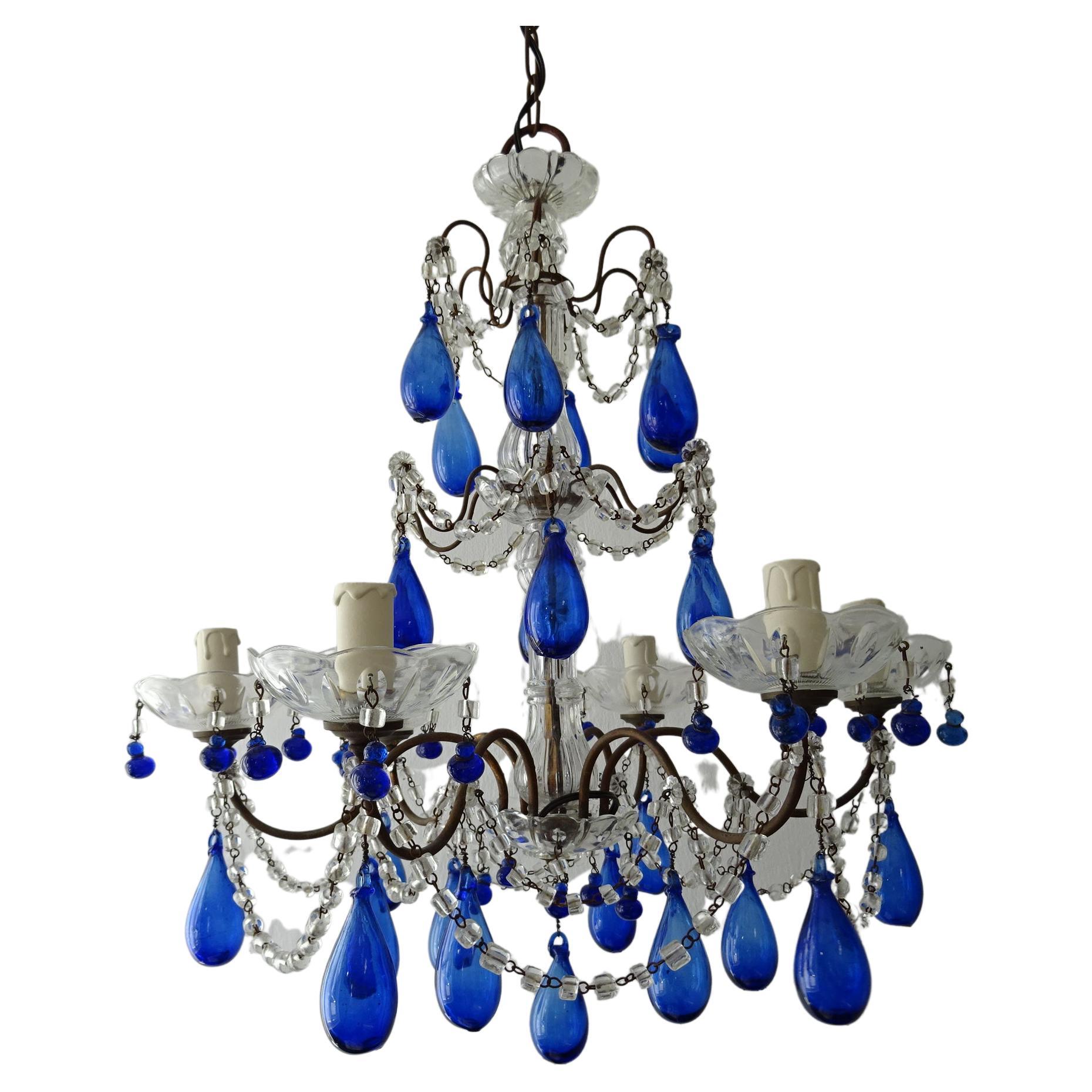 Antique Italian Blue Crystal Chandelier, circa 1910 at 1stDibs