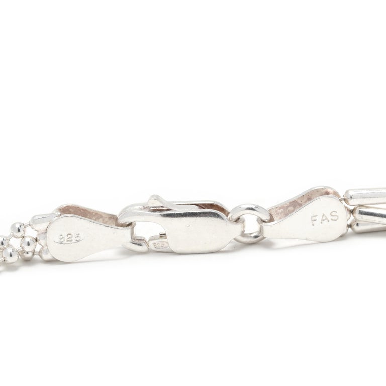 Italian Multi Strand Barrel Bead Chain Necklace, Sterling Silver ...