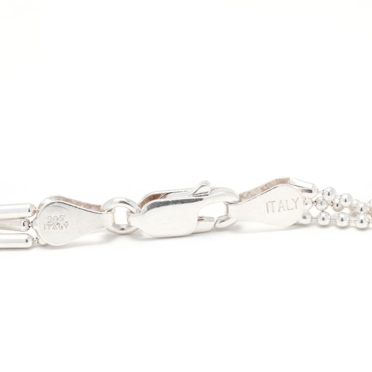 Italian Multi Strand Barrel Bead Chain Necklace, Sterling Silver ...