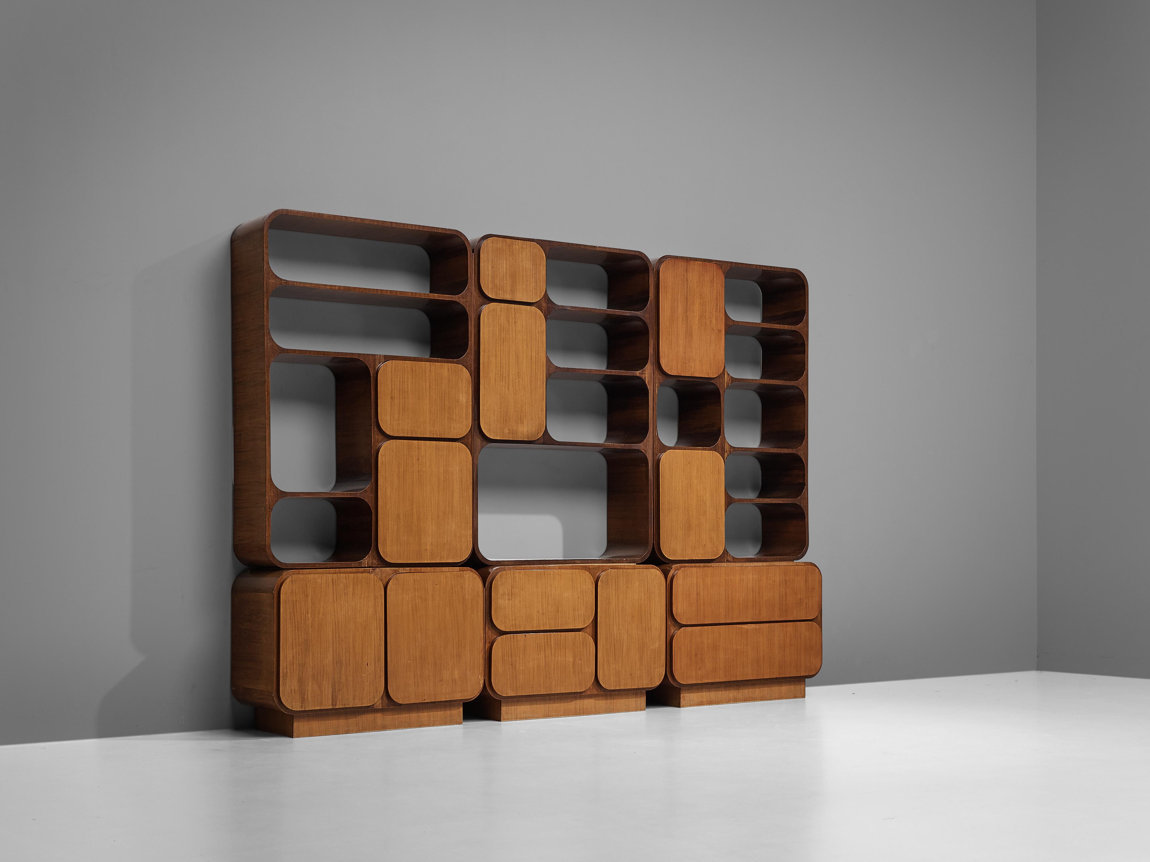 Italian Multifunctional Highboard in Walnut For Sale at 1stDibs