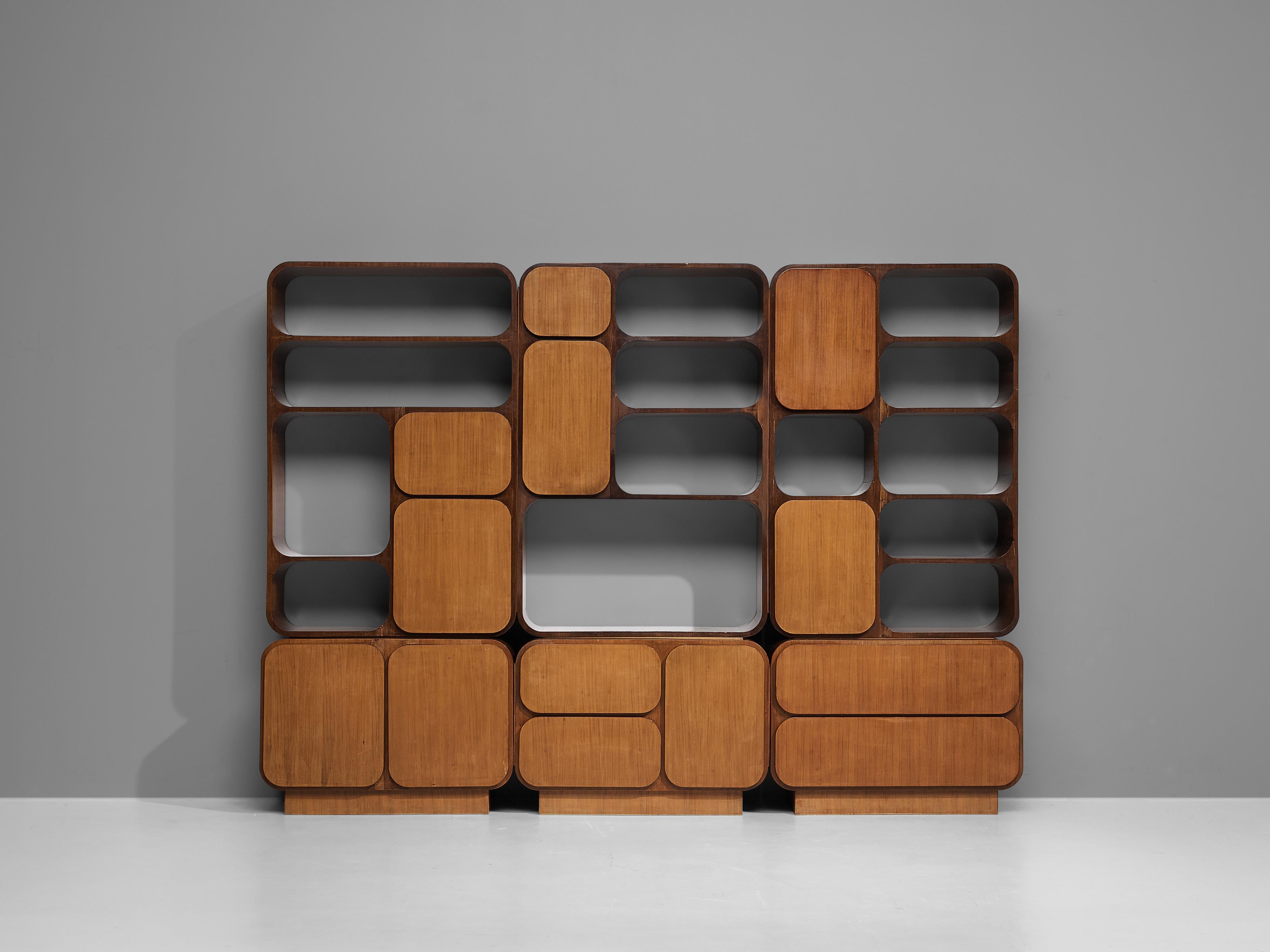Italian Multifunctional Highboard in Walnut For Sale at 1stDibs