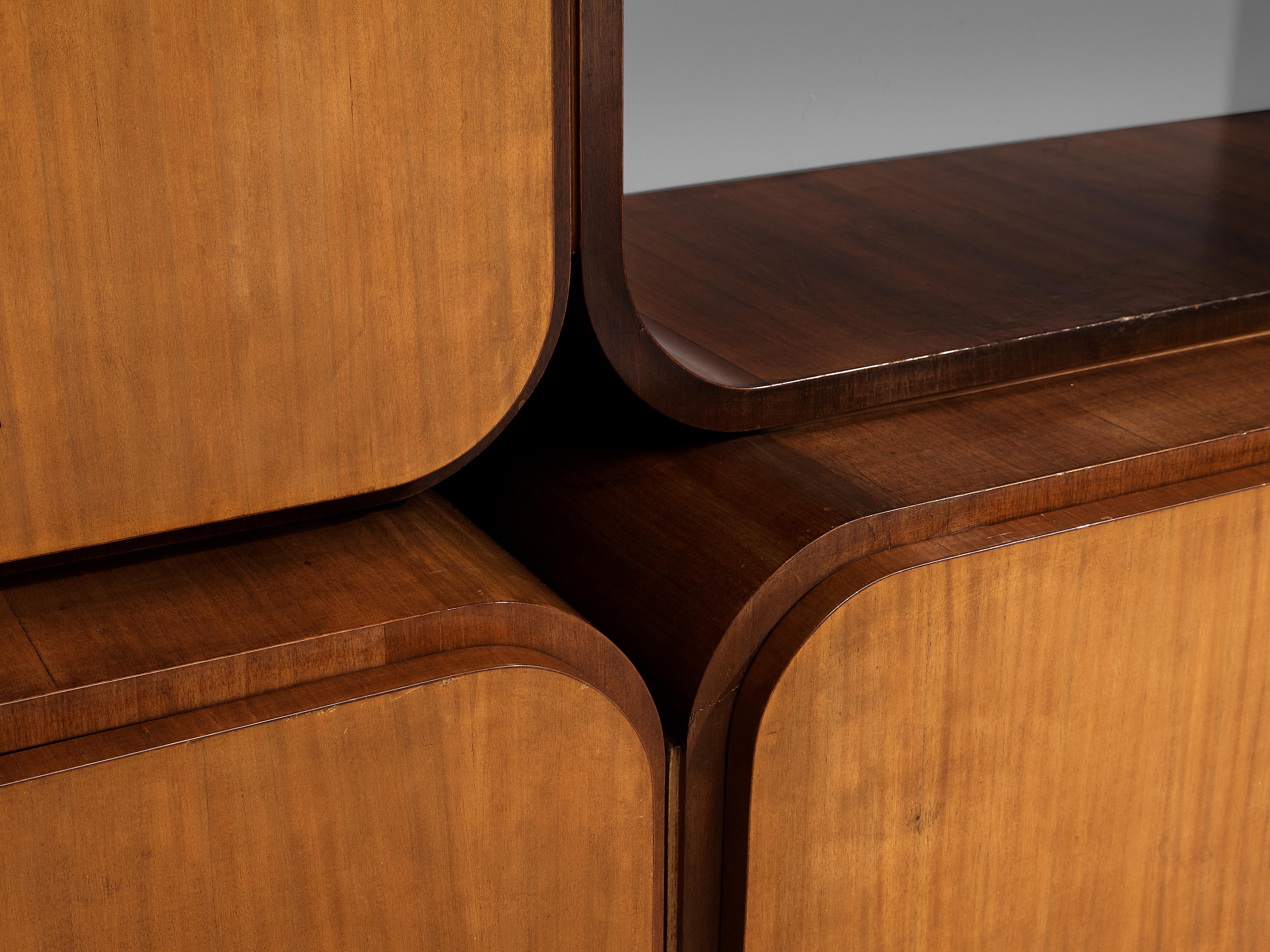 Italian Multifunctional Highboard in Walnut For Sale at 1stDibs