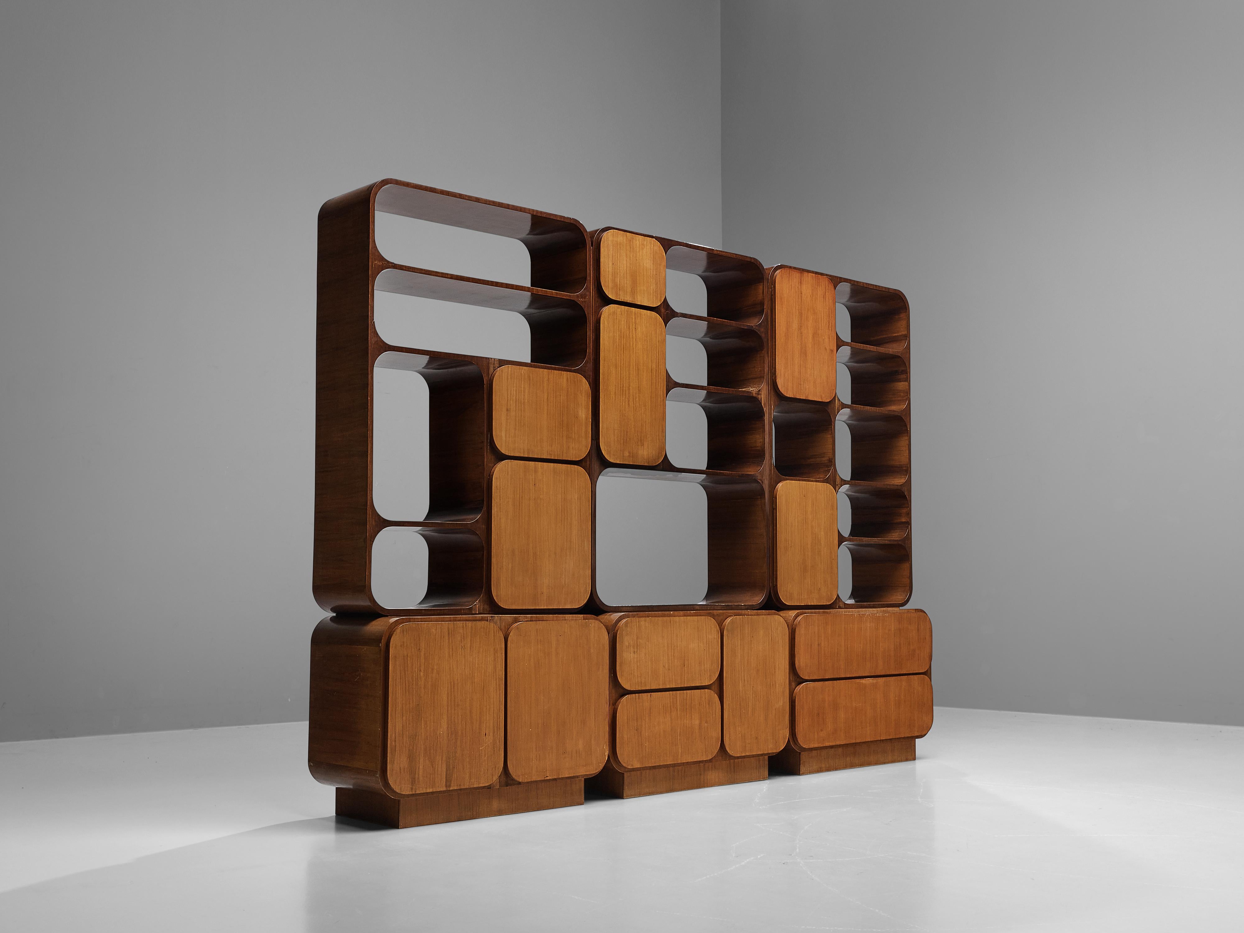 Italian Multifunctional Highboard in Walnut For Sale at 1stDibs