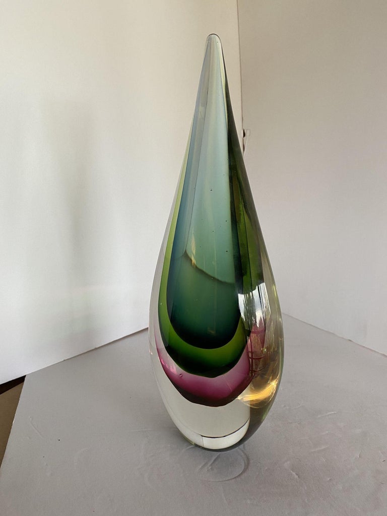 Italian Murano 3 Color Art Glass Sculpture, circa 1980 at 1stDibs
