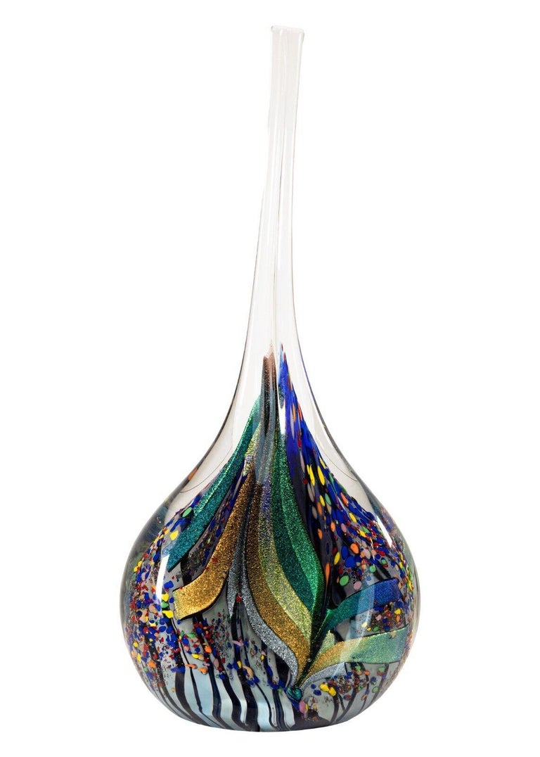 Italian Murano Art Blown Glass Drop Shaped Sculpture Vintage Mid ...
