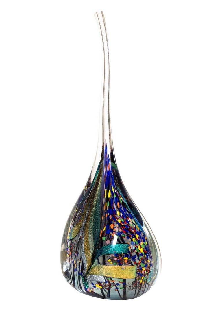 Italian Murano Art Blown Glass Drop Shaped Sculpture Vintage Mid ...