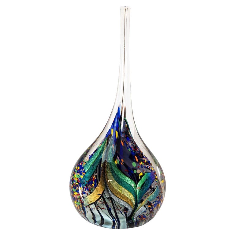 Italian Murano Art Blown Glass Drop Shaped Sculpture Vintage Mid ...