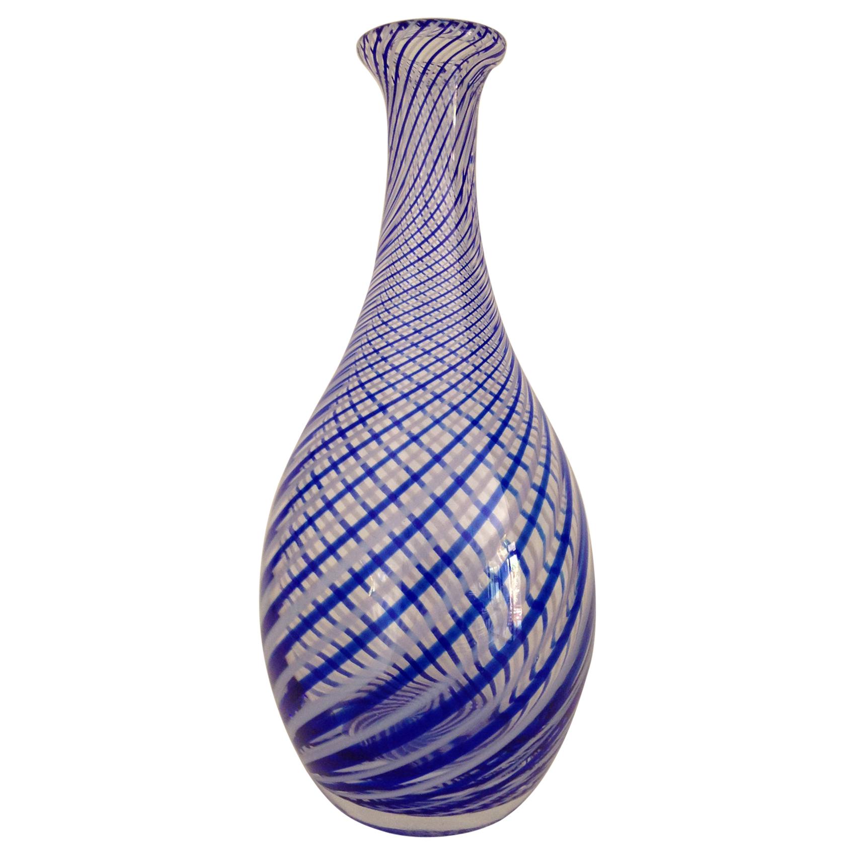 Mid Century Murano Art Glass Striped Vase at 1stdibs