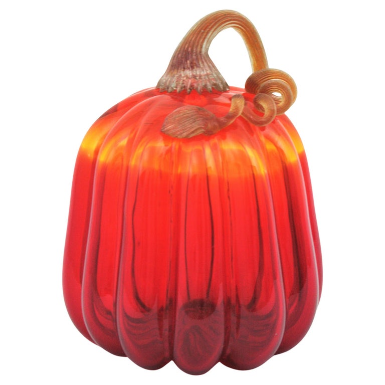 Italian Murano Art Glass Large Pumpkin Sculpture or Paperweight For ...