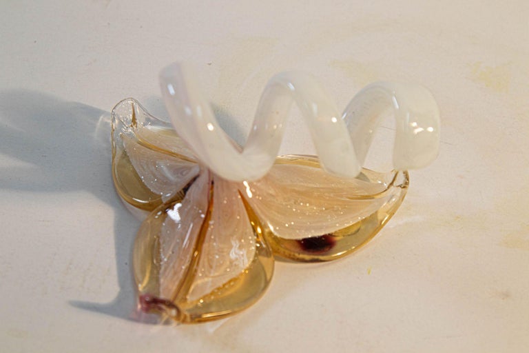 Italian Murano Art Glass Paperweight Lily Flower with Curled Stem For ...