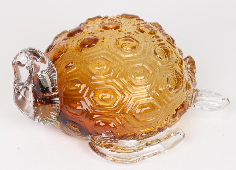 Italian Murano Glass Attributed Hollow Blown Amber Glass Turtle For ...
