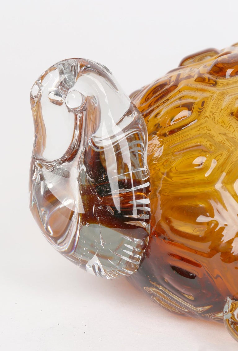 Italian Murano Glass Attributed Hollow Blown Amber Glass Turtle For ...