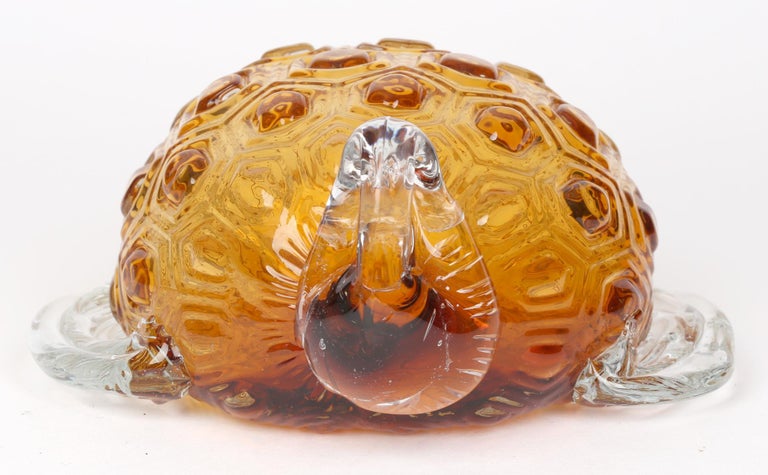 Italian Murano Glass Attributed Hollow Blown Amber Glass Turtle For ...