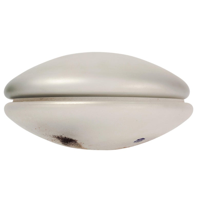 Italian Murano Glass Box by Cenedese, White Satin Scavo Textured ...