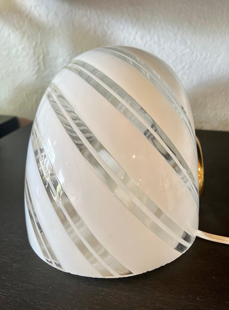 Italian Murano Glass and Brass Spiral Shell Wall / Table Sconce Lamp ...