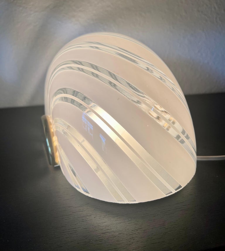 Italian Murano Glass and Brass Spiral Shell Wall / Table Sconce Lamp ...