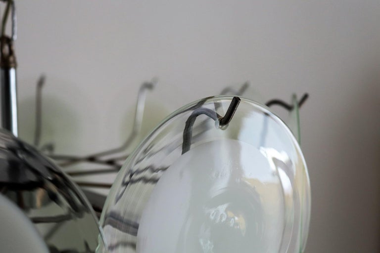 Italian Murano Glass Disc and Chrome Chandelier, 1970s at 1stDibs