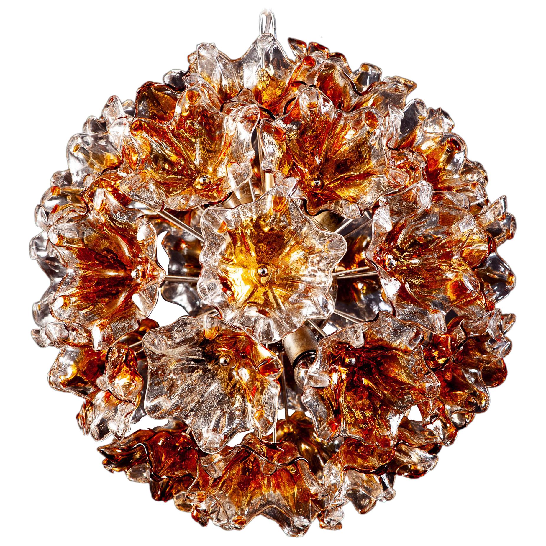Italian Murano Glass Flowers Sputnik Chandelier by Mazzega, 1960 at 1stDibs