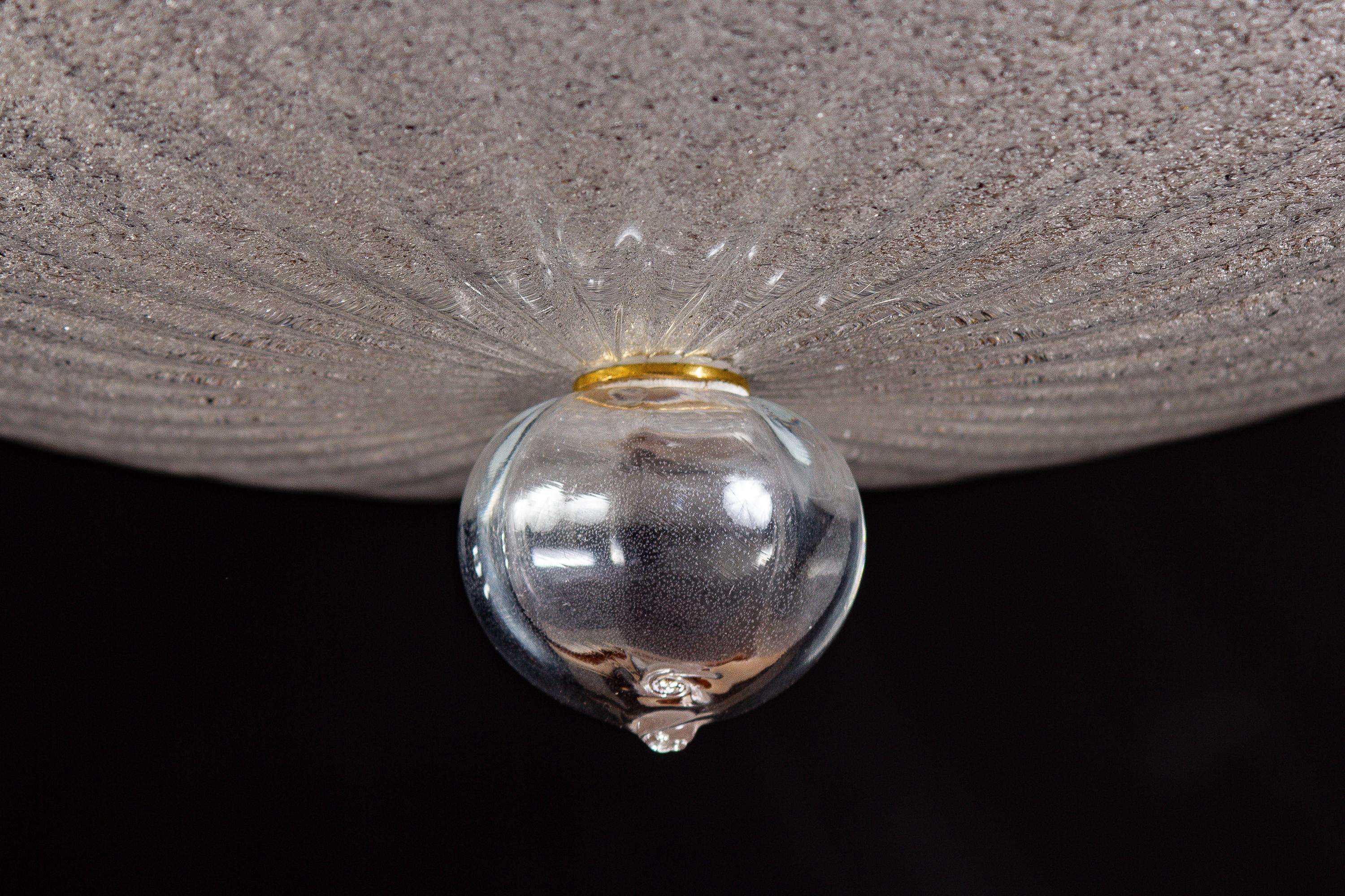 Italian Murano Glass Ice Leaves Ceiling Light or Flushmount, 1970 For ...