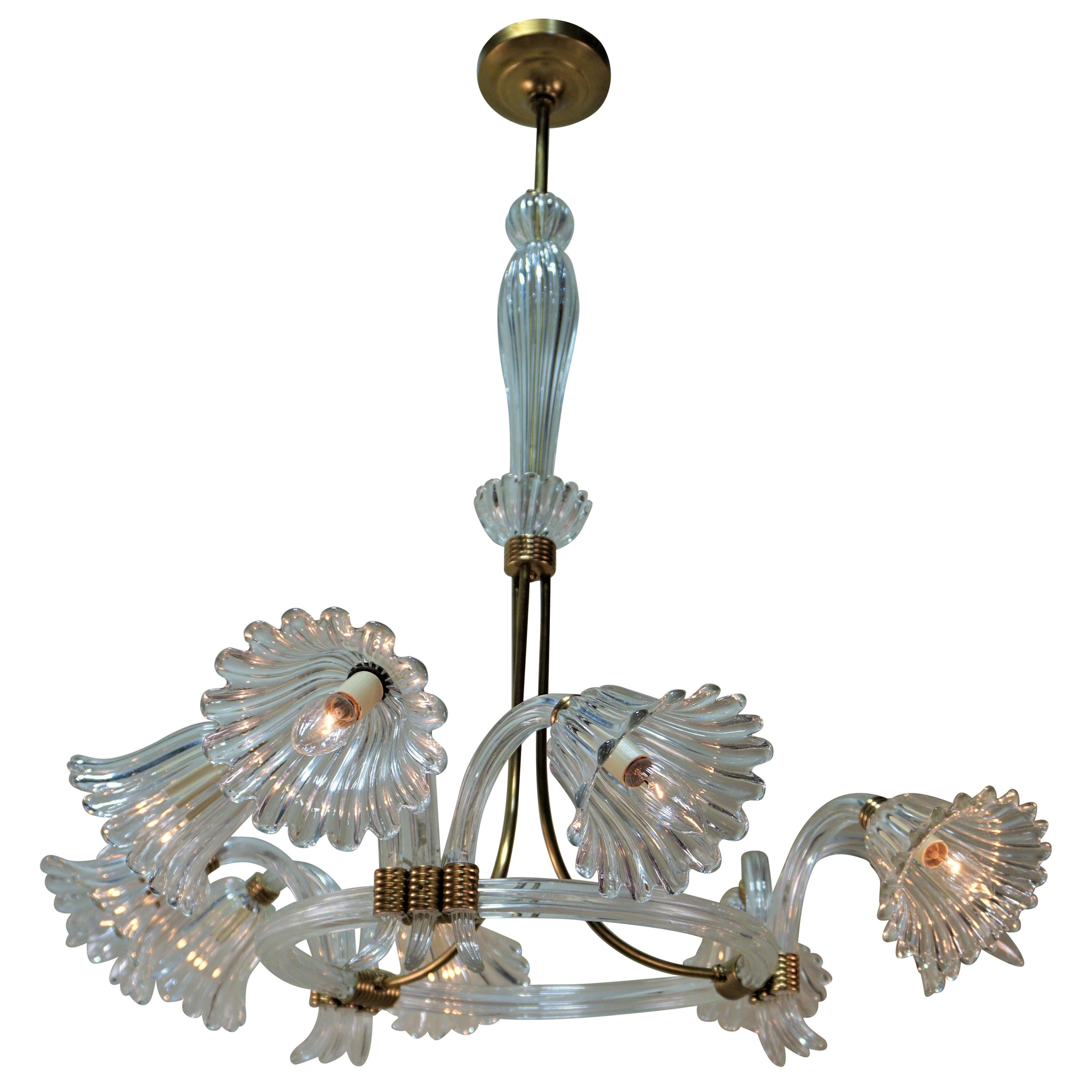 Gold-Plated over Brass and Lead Crystal, Nine-Light, Italian Chandelier ...