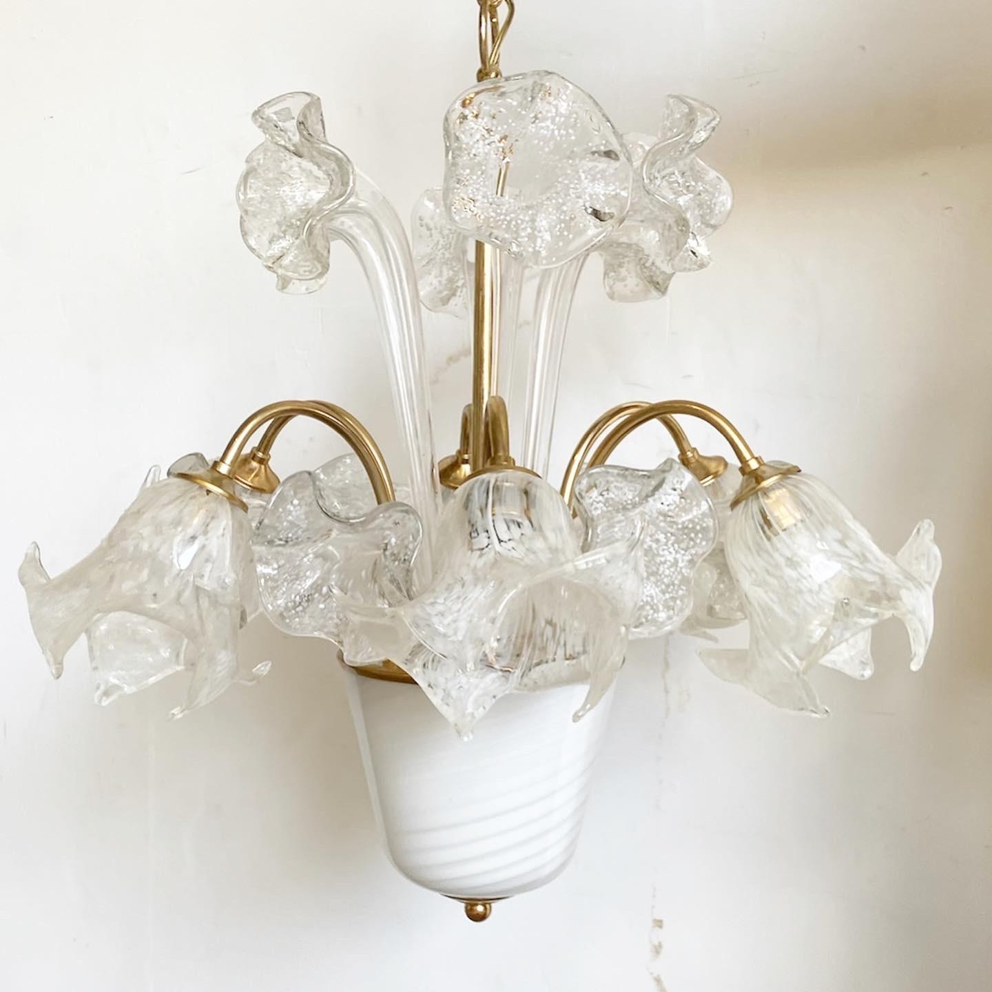 Italian Murano Glass Tulip Chandelier For Sale at 1stDibs